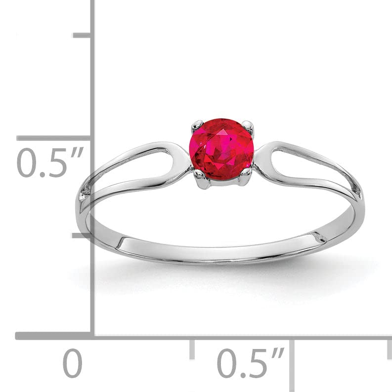 14k White Gold 4mm Natural Ruby Ring Size 4 GLD-AZ-X9673R