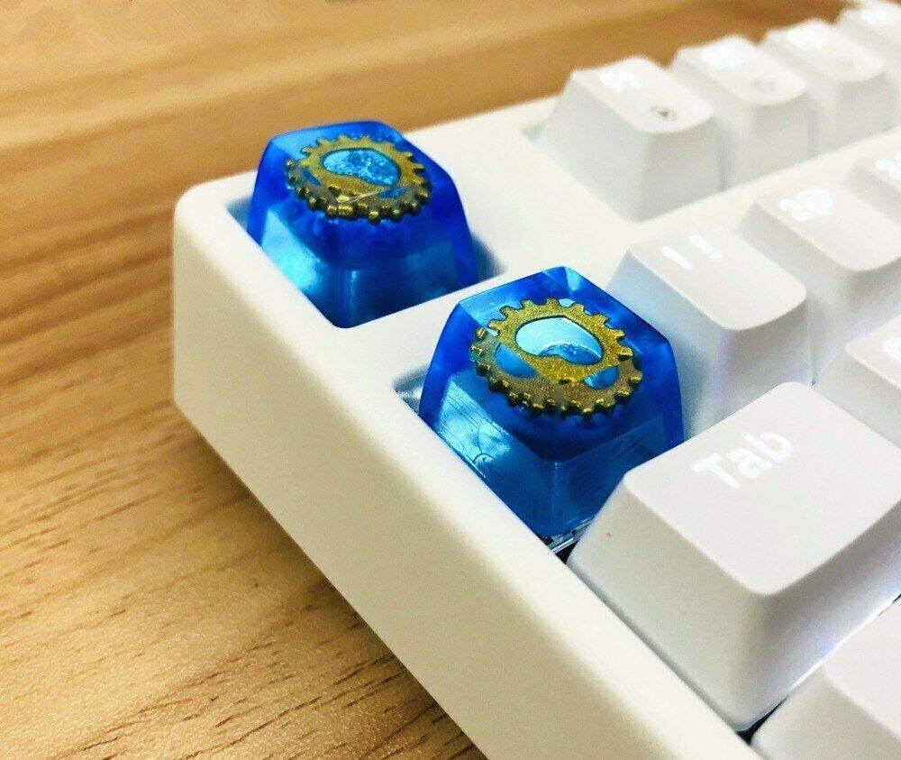 Handmade Heart of Ocean Resin R4/ESC Keycap Backlit Translucent Key Cap Switch OEM Profile for Cherry RGB MX Mechanical Gaming Keyboards (Kit 1)