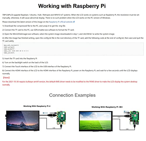 Ingcool 7 Inch Capacitive Touchscreen Monitor IPS Display 1024x600 7" HDMI LCD Module for Raspberry Pi 4B/ 3B+/A+/B/ 2B/ B+/A+/ Zero W, Support Windows 10/8.1/8 / 7