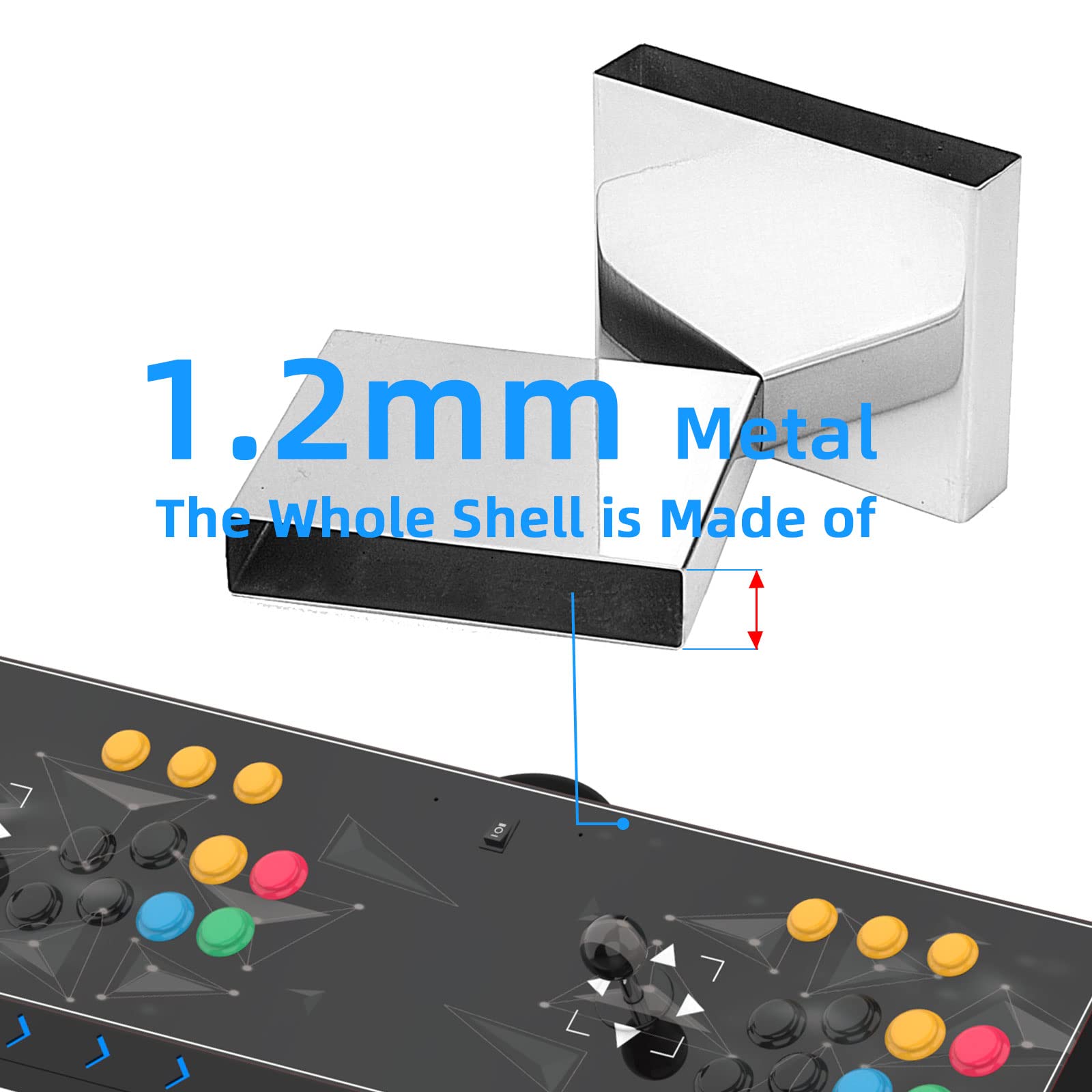 Arcade Fight Stick, 2 players PC Street Fighter Video Game Controller Fighting Joystick for PC, Nintendo Switch, NEOGEO Mini, NeoGeo Pro, PS3,Raspberry Pi, PS Classic, Android