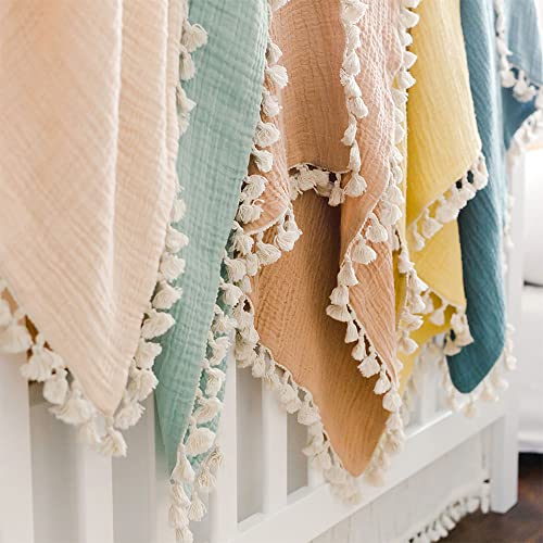 Crane Baby Muslin Swaddle Blanket, Soft Cotton Lightweight Nursery and Stroller Blanket for Baby Boys & Girls, Desert Rose, 30" x 40"