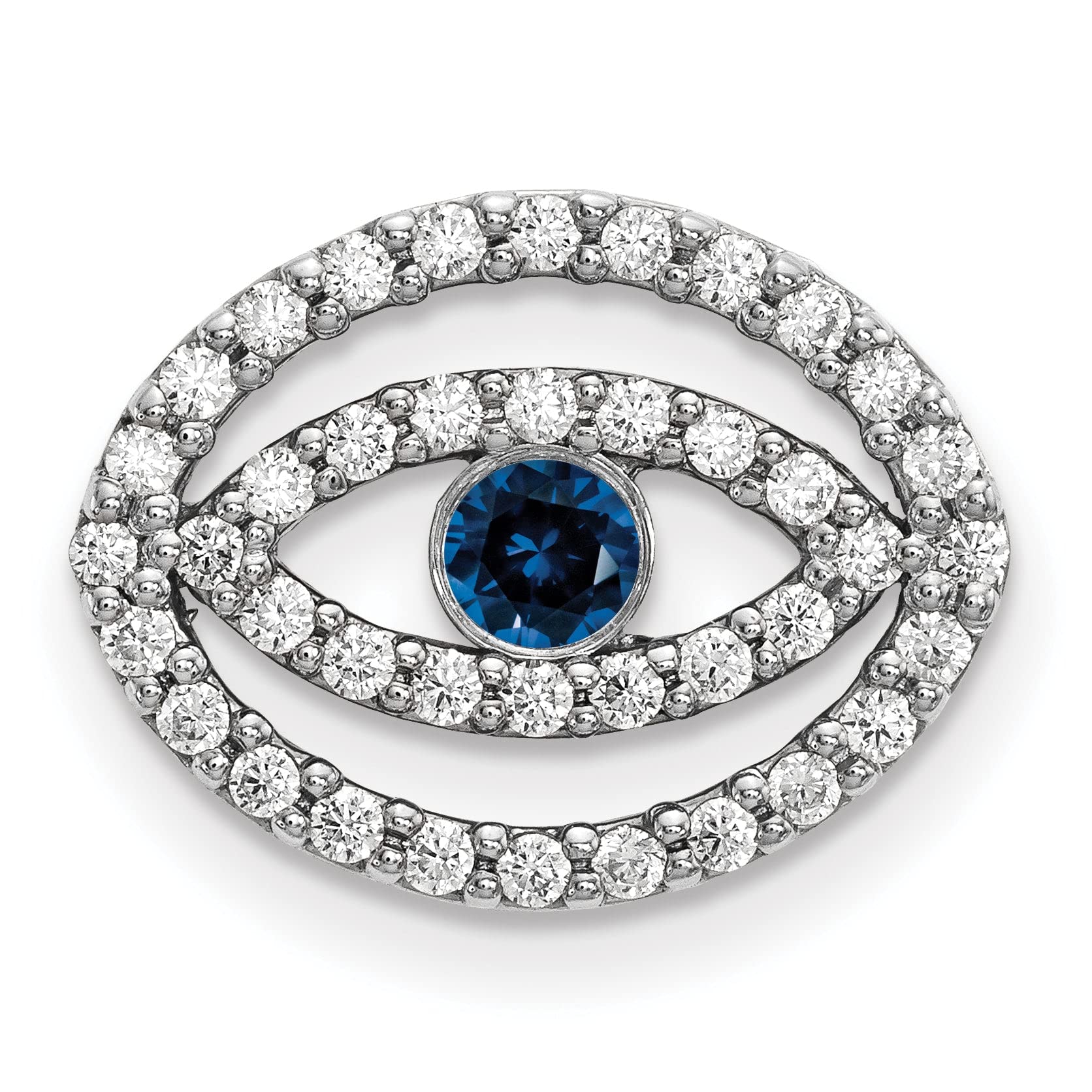 14k White Gold Medium Diamond and Sapphire Halo Evil Eye Pendant GLD-AZ-XP5033WS/AAA