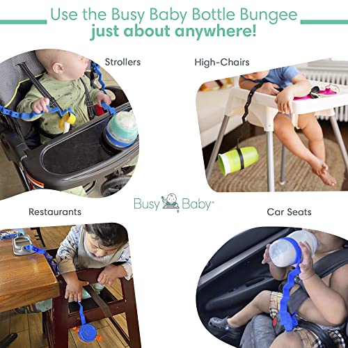 Busy Baby Bottle Bungee - Sippy Cup Strap - Keep Bottles and Sippy Cups Off The Floor - Great for Babies, Toddlers and Kids - Food Grade Silicone - Dishwasher Safe - Spearmint