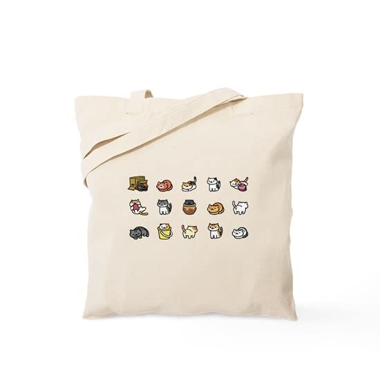 CafePress Neko Atsume Tote Bag Natural Canvas Tote Bag, Reusable Shopping Bag