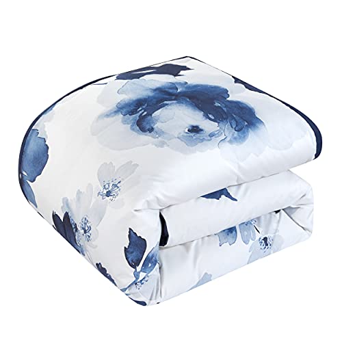 Chic Home Brookfield Garden 5 Piece Comforter Set Large Scale Floral Pattern Print Bedding-Decorative Pillows Shams Included, Queen, Blue