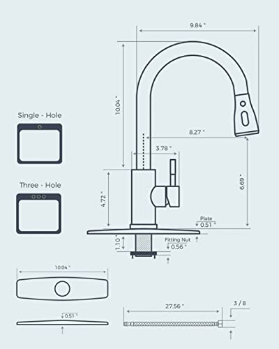 FORIOUS Kitchen Faucet with Pull Down Sprayer Brushed Nickel, High Arc Single Handle Kitchen Sink Faucet with Deck Plate, Commercial Modern rv Stainless Steel Kitchen Faucets, Grifos De Cocina