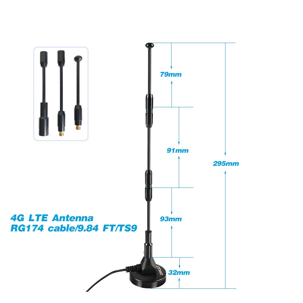 CHHLIUT High Gain TS9 Antenna 4G LTE 2.4GHZ Antenna 20DBi Omni Directional Antenna with Magnetic Stand Base 9.8ft Extension Cable