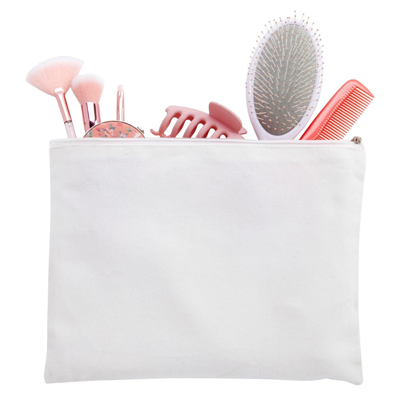 Bright Creations 6 Pack Large Cosmetic Canvas Pouch With Zipper 9 x 12, Blank Bag Organizer Purse for Travel, Toiletry, DIY Crafts