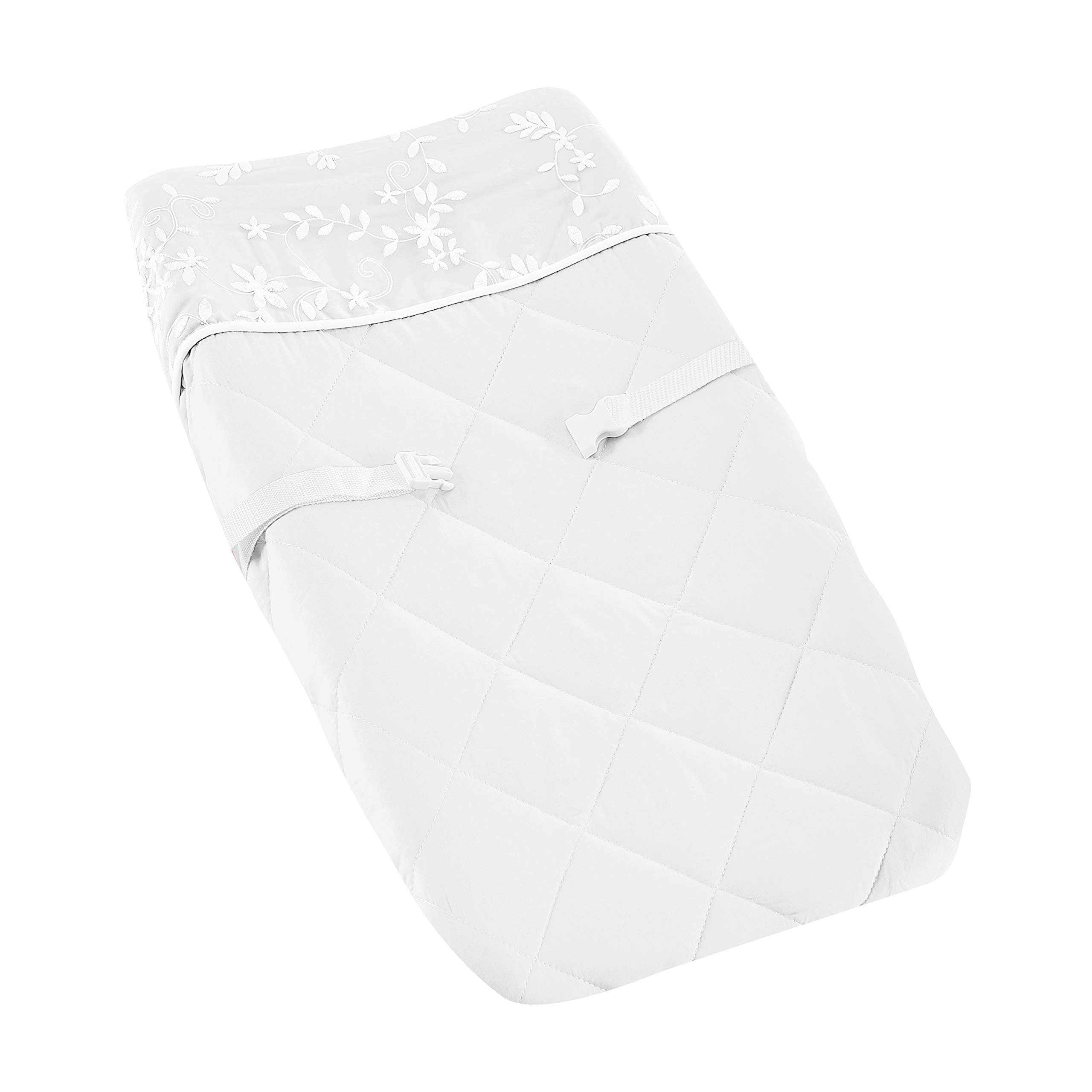 Sweet Jojo Designs White Floral Vintage Lace Girl Baby Nursery Changing Pad Cover - Solid Luxurious Elegant Princess Boho Shabby Chic Luxury Glam Flower High End Boutique