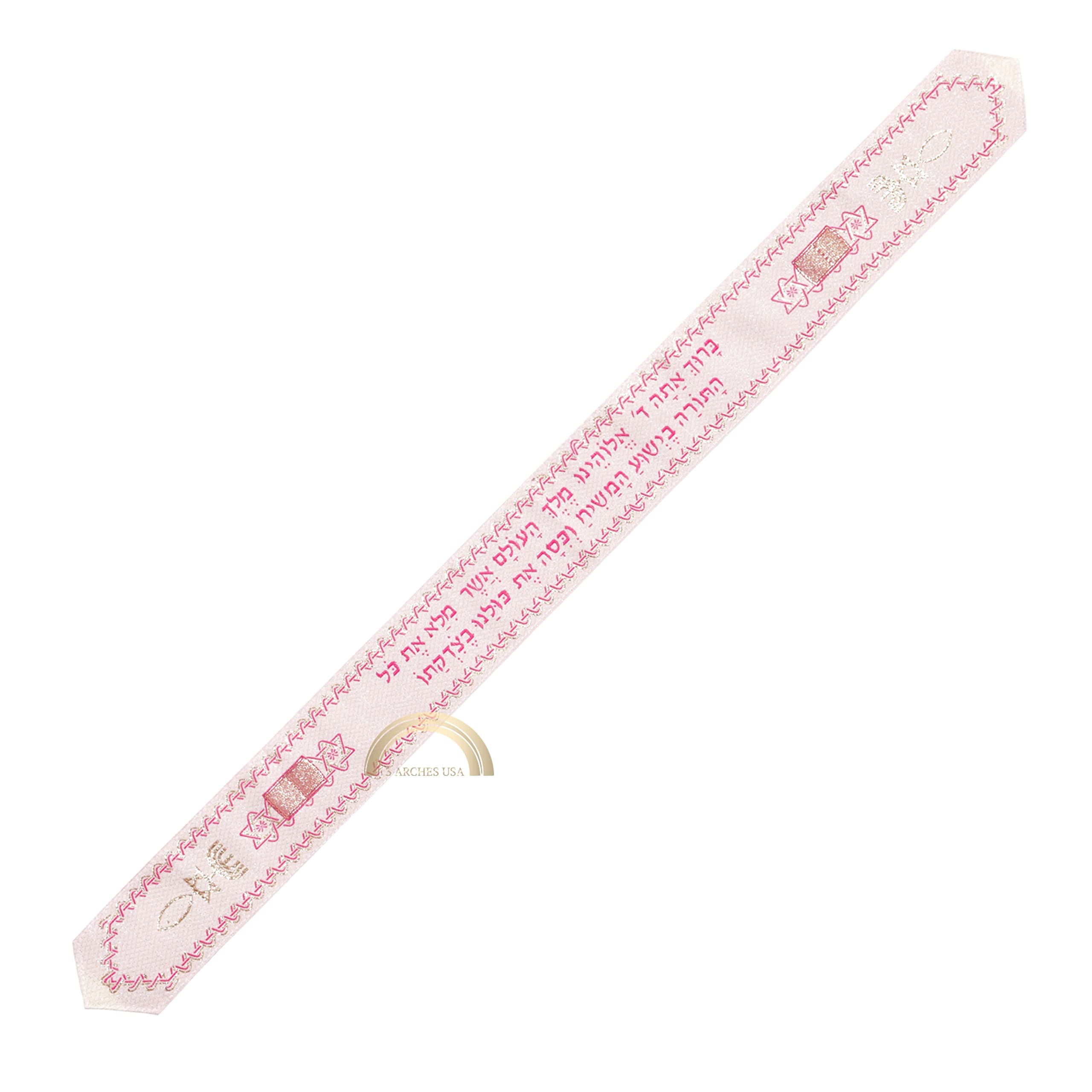 3 ARCHES USA, New Covenant Prayer Shawl Christian, Pink Messianic Tallit 72βX22β With Bag, Israel Design.