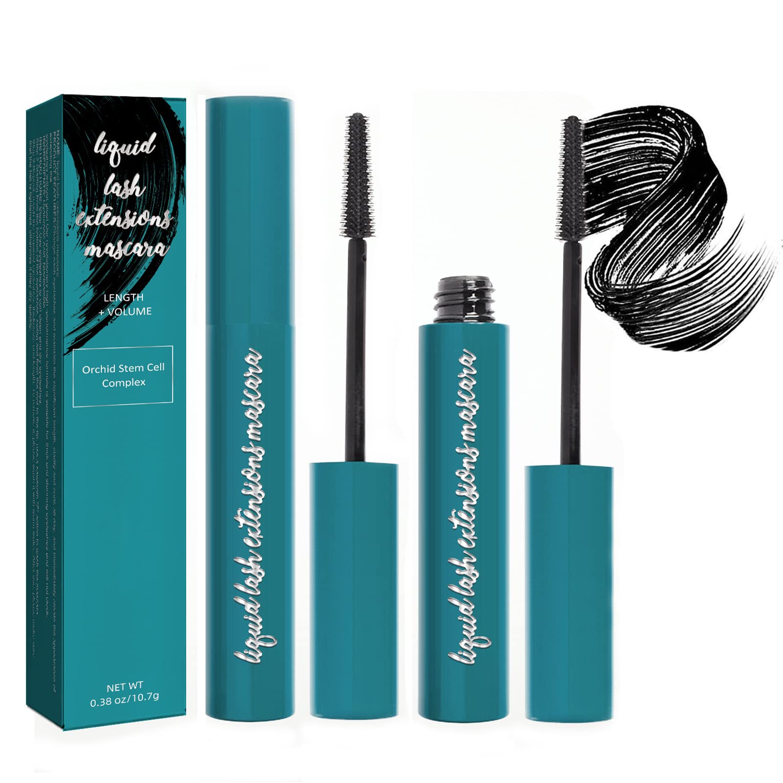2 PCS Thrive Mascara Liquid Lash Extensions Black Mascara for Natural Lengthening and Thickening Effect, Waterproof Smudge-proof Natural No Clumping Smudging Lasting All Day, 0.76 Ounce