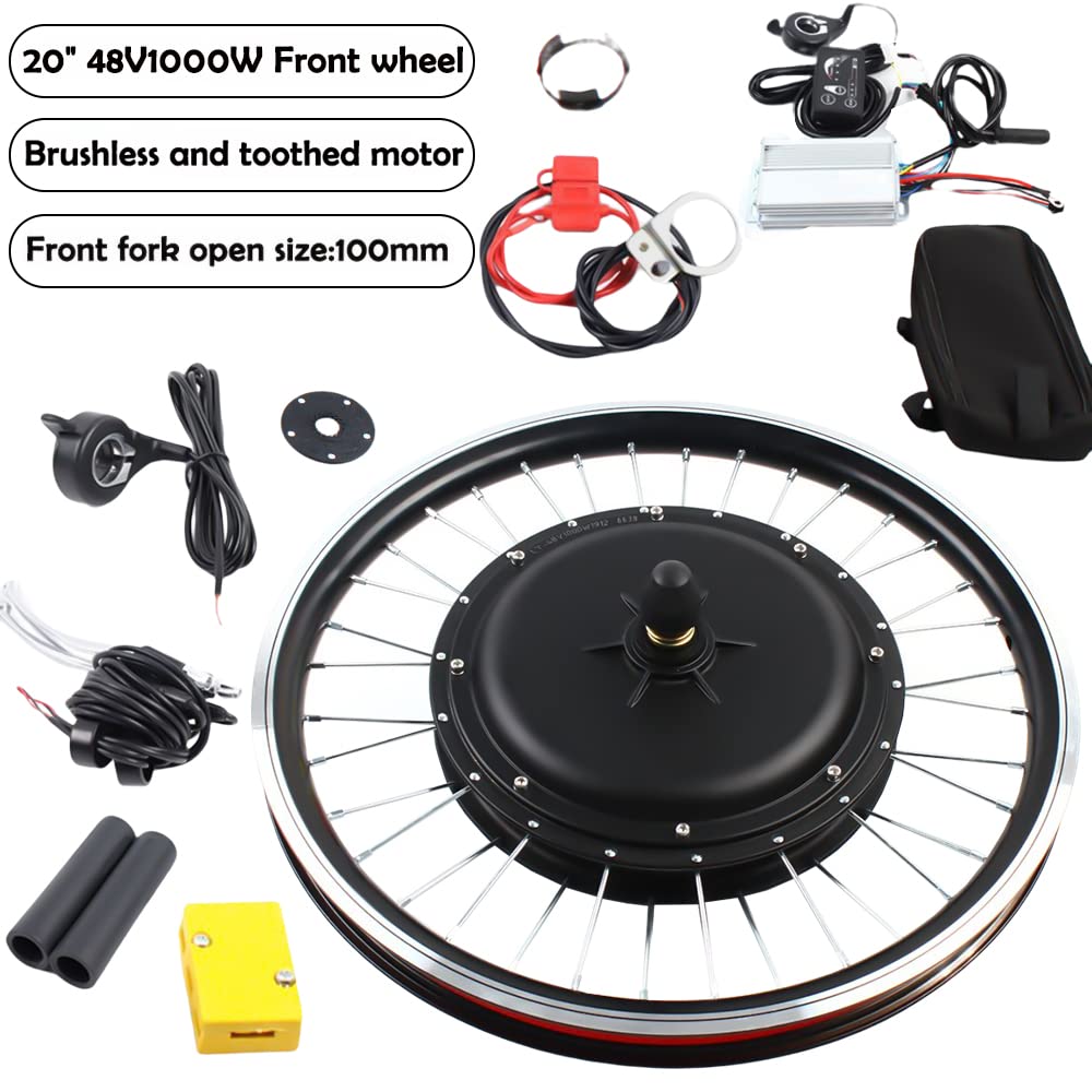 20'' Electric Bike Kit 48V 1000W E-Bike Conversion Kit Electric Bike Motor Front Wheel Kit with LED Display