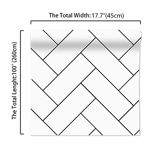 CHICHOME Peel and Stick Wallpaper Self Adhesive Removable Geometric Wallpaper 17.7''x100'' Black and White Modern Vinyl Stripe Brick Wallpaper Decorative Wall Covering for Bedroom Backsplash