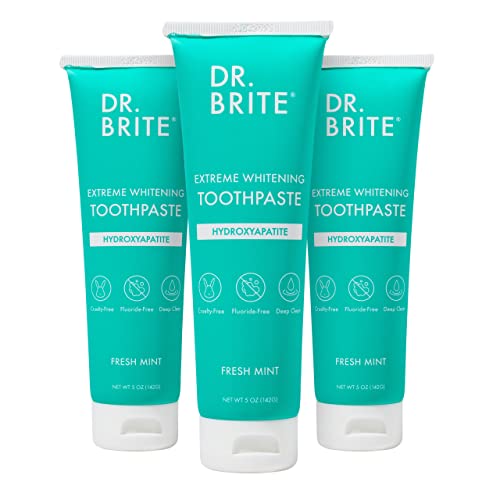 Dr. Brite Whitening Hydroxyapatite Toothpaste, Fluoride and Sulfate Free, Doctor Formulated with Plant-Based Ingredients, Mint, 5 oz - 3 Pack