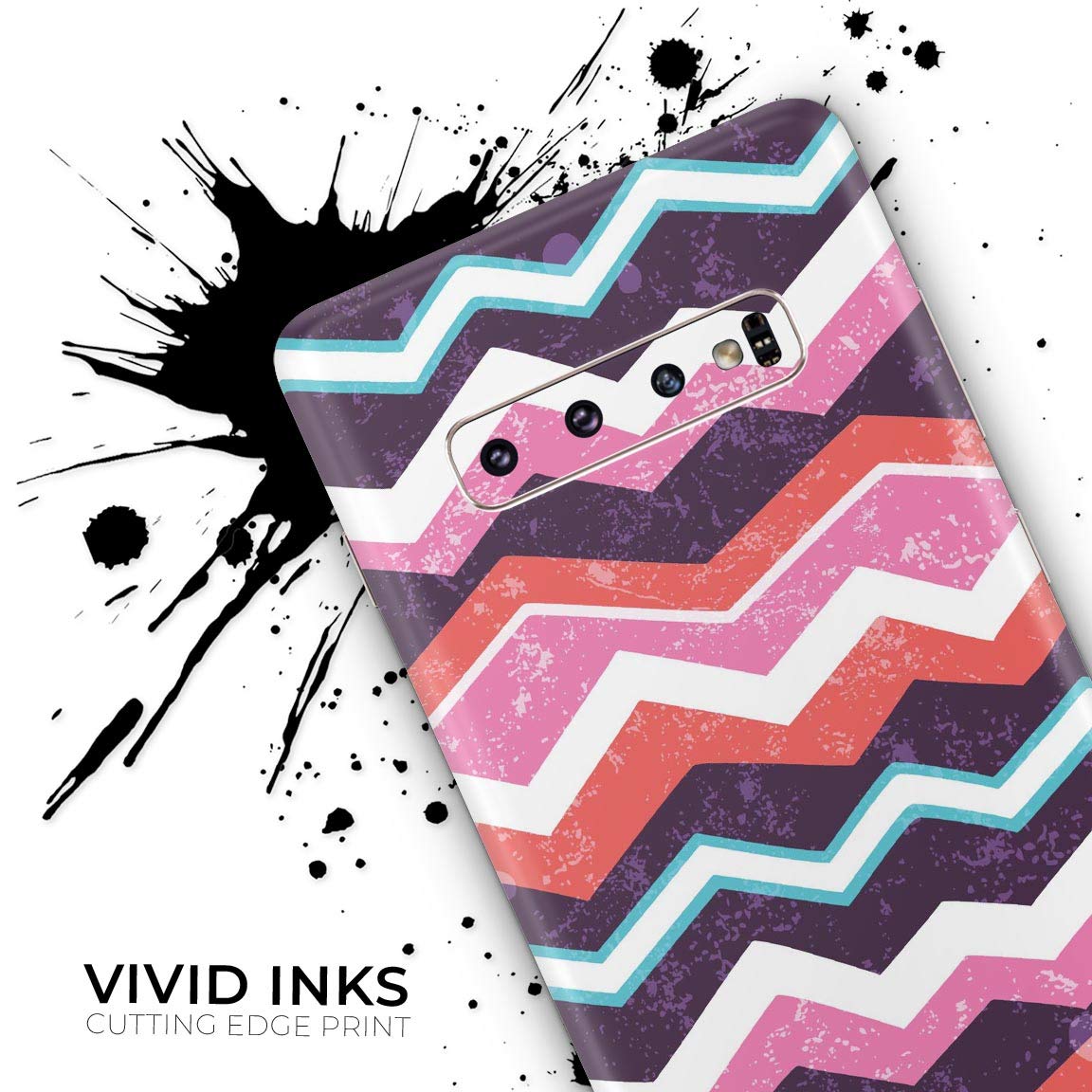 DesignSkinz Jagged Colorful Chevron Protective Vinyl Decal Wrap Skin Cover Compatible with The Samsung Galaxy S20 (Screen Trim & Back Glass Skin)