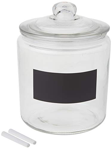 Circleware Large 1.1 Gallon Mason Jar Chalkboard Glass Canister with Lid and Handle, Kitchen Glassware Food Beverage Preserving Container.