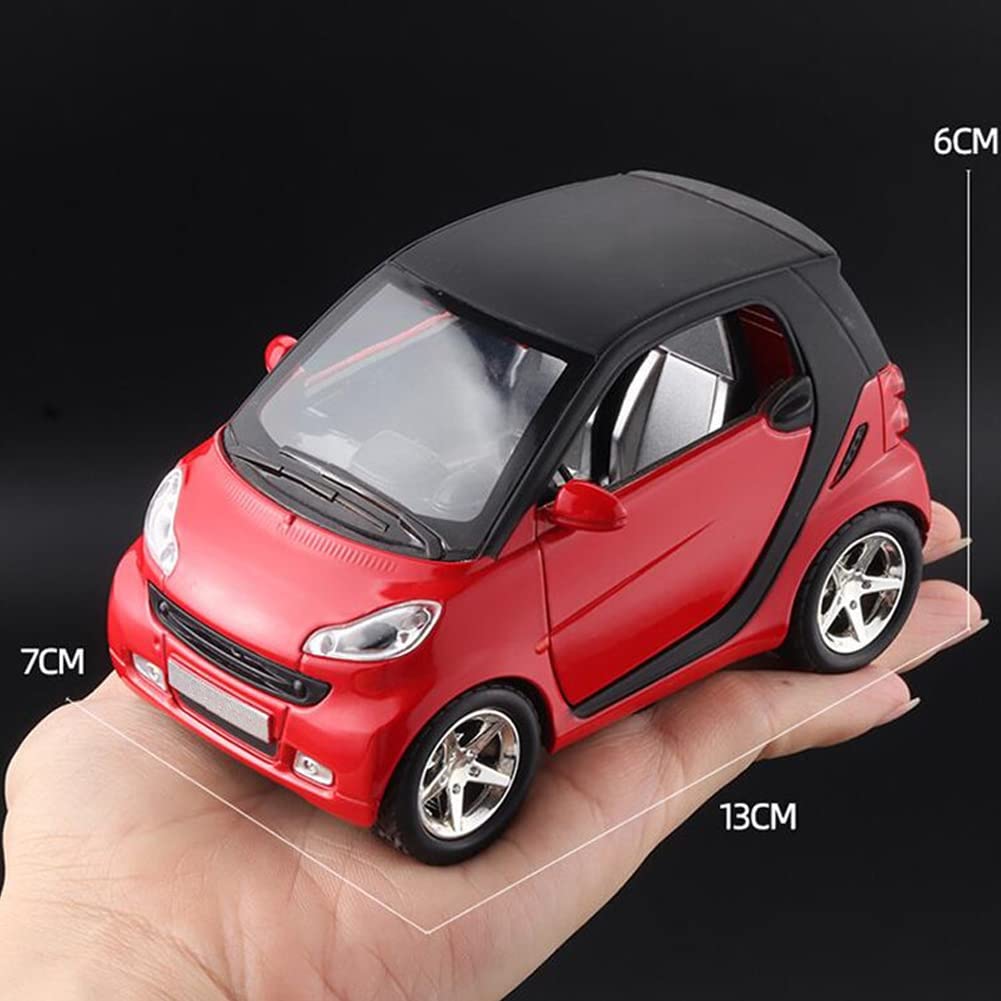 ARCADORA 1:32 Scale for Smart Fortwo Diecast Model Car Pullback Vehicle Toys Collection Toys, Kids Gift, with Sound and Light (Red)