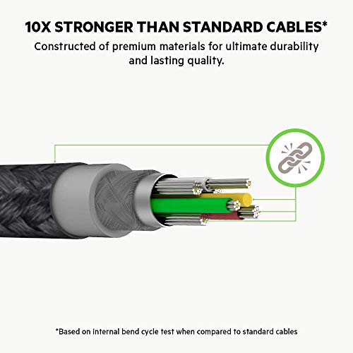 Belkin DuraTek Plus USB Lightning Cable - USB-A Cable with Leather Strap - Ultra-Strong Charging Cable With Flexible Insulation - Compatible with iPhone, iPad, Airpods and More - 6ft/1.8m (Black)