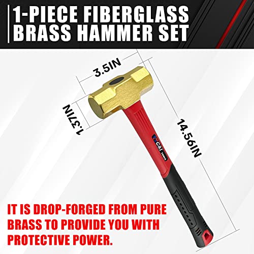 C&T 2lb Brass Sledge Hammer,Non-Sparking, Comfortable Fiberglass Handle,2-Pounds,Non-Magnetic,Corrosion Resistant