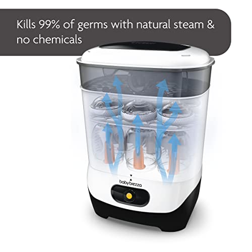 Baby Brezza 4 in 1 Baby Bottle Sterilizer Machine β Largest Capacity Electric Steam Sterilization β Pacifiers, Breast Pump Parts + Universal Sterilizing for All Bottles: Plastic, Glass, Large, Small
