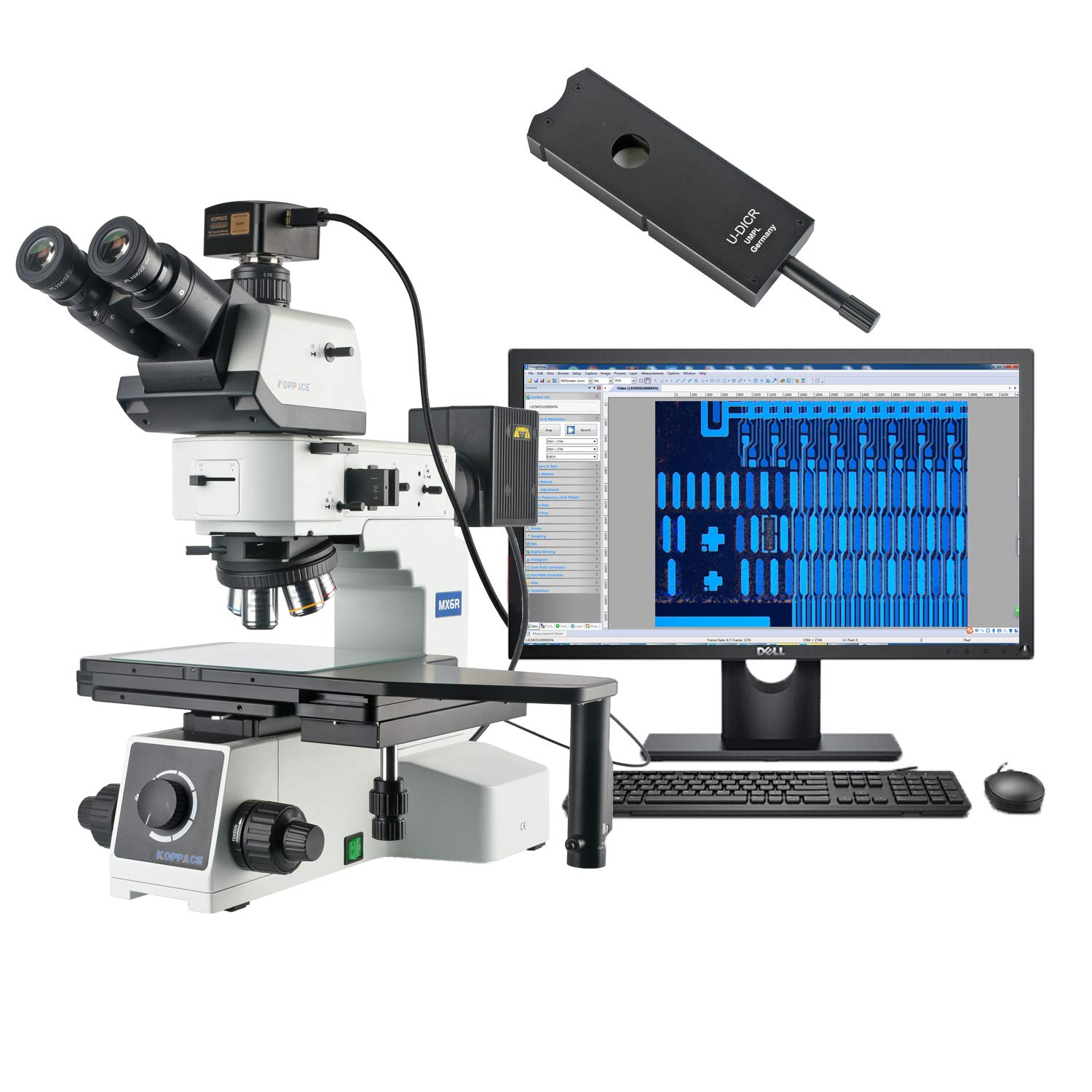 KOPPACE 25 Million Pixel 50X-500X Trinocular Bright and Dark Field Metallurgical Measuring Microscope DIC Conductive Particles