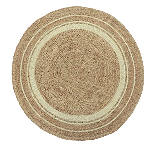 Aizza Trends Jute Carpet for Living Room, Jute Round Floor Mat, Rugs for Living Room, Jute Centre Table Carpet for Home Decore (2 x 2 Feet)