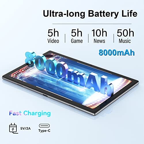 Android Tablet, 10.1 Inch Android 12 Tablet, 6GB RAM 64GB ROM, 1TB Expand, Android Tablet with 8000mAh Long Battery, Dual Camera, 5G WiFi, Bluetooth, FHD IPS Touch Screen, GPS, Google GMS Certified