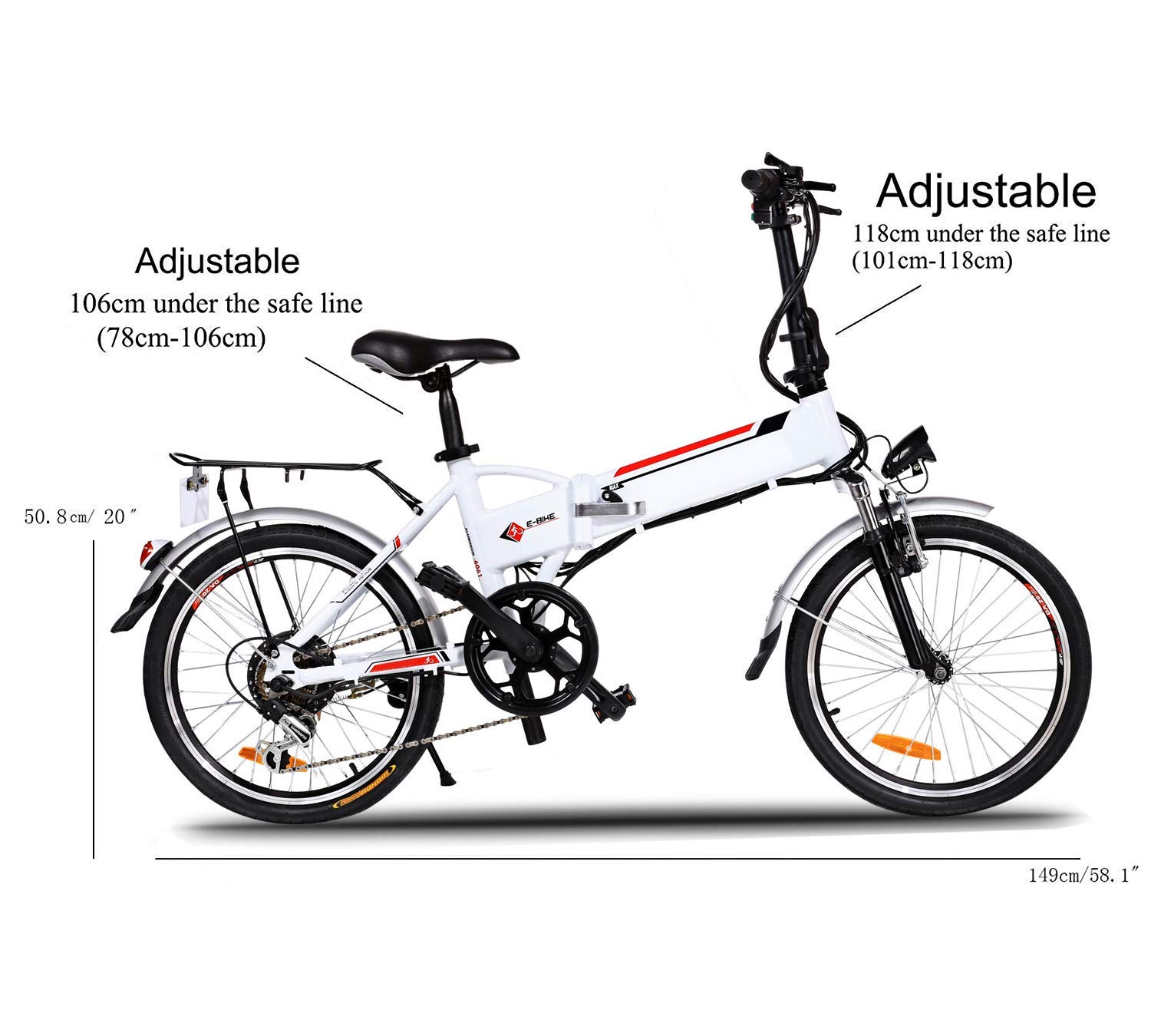 20" Folding Electric Bike with Removable Large Capacity Lithium-Ion Battery (36V 250W), Electric Bicycle 7 Speed Gear and Three Working Modes