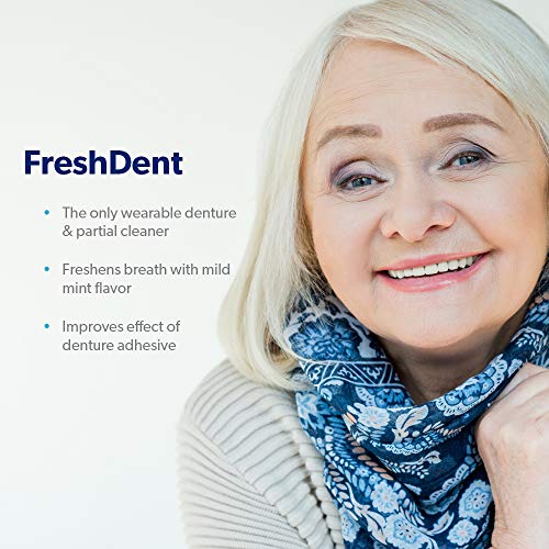 FreshDent Denture & Partial Cleaner - On The Go Dental Cleaning & Teeth Whitening Spray. Kills Bacteria & Freshens Bad Breath Mint Flavored (2pk)