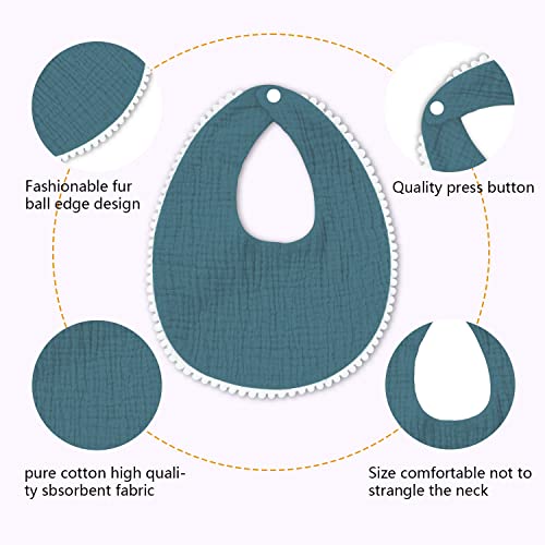 Baby Bibs Muslin Bibs Drooling Teething Bibs for Girls Boys 4-Layer Organic Muslin Cotton Cute Muslin Baby Bibs Absorbent&Soft&Breathable Multi-Use Scarf Bibs