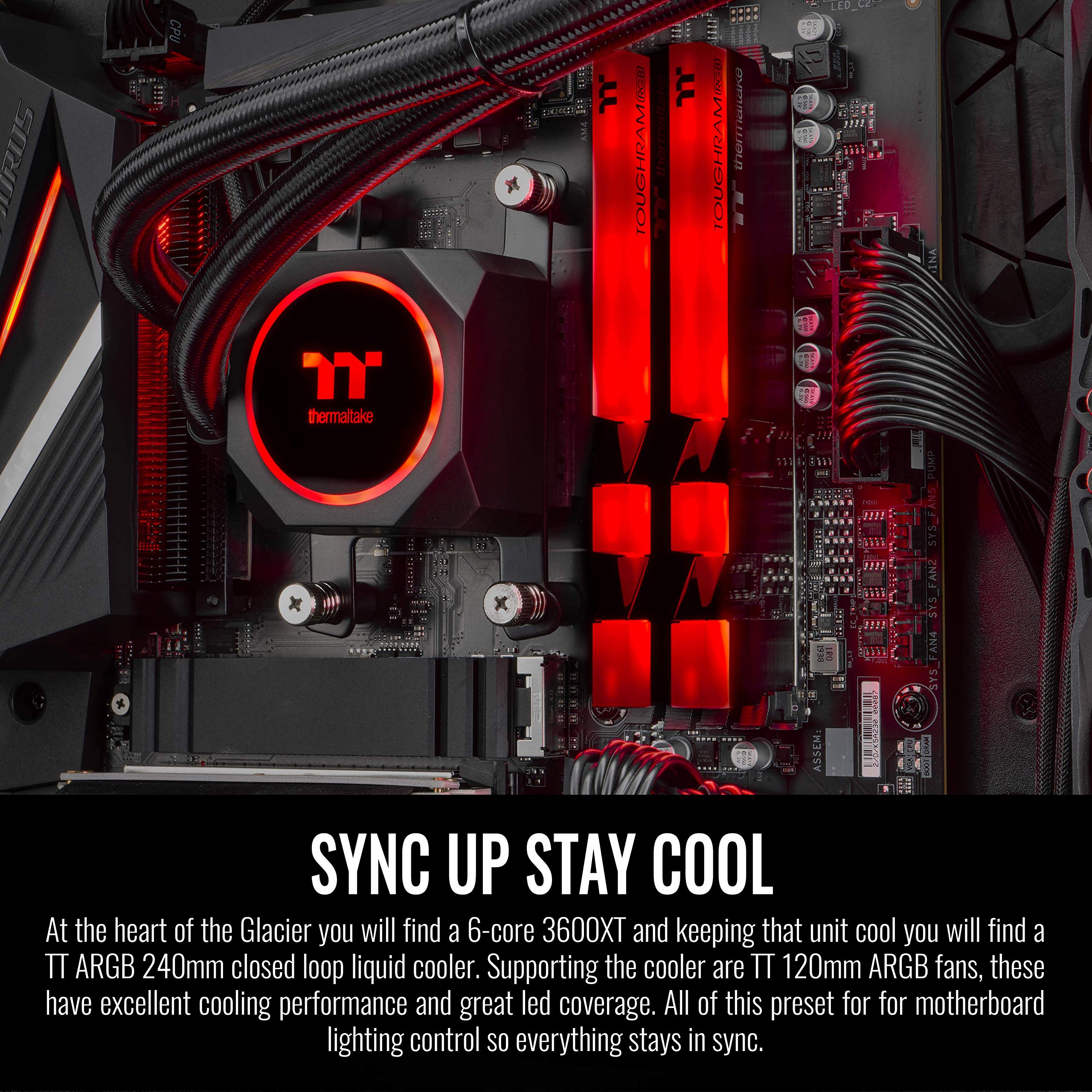 Thermaltake Glacier 370 Liquid-Cooled PC (AMD Ryzen 5 5600X, RTX 3070, 16GB RGB 3600Mhz DDR4 ToughRAM RGB Memory, 1TB NVMe M.2, WiFi, Win 10 Home) Gaming Desktop Computer S3WT-B550-37G-LCS