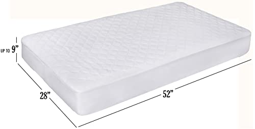 Crib Mattress Protector Cover - Comfortable, Breathable and Waterproof Bamboo Material. Keep The Crib Mattress Clean and Protected and Give Your Baby a Cozy Restful Sleep. Machine and Dryer Friendly.