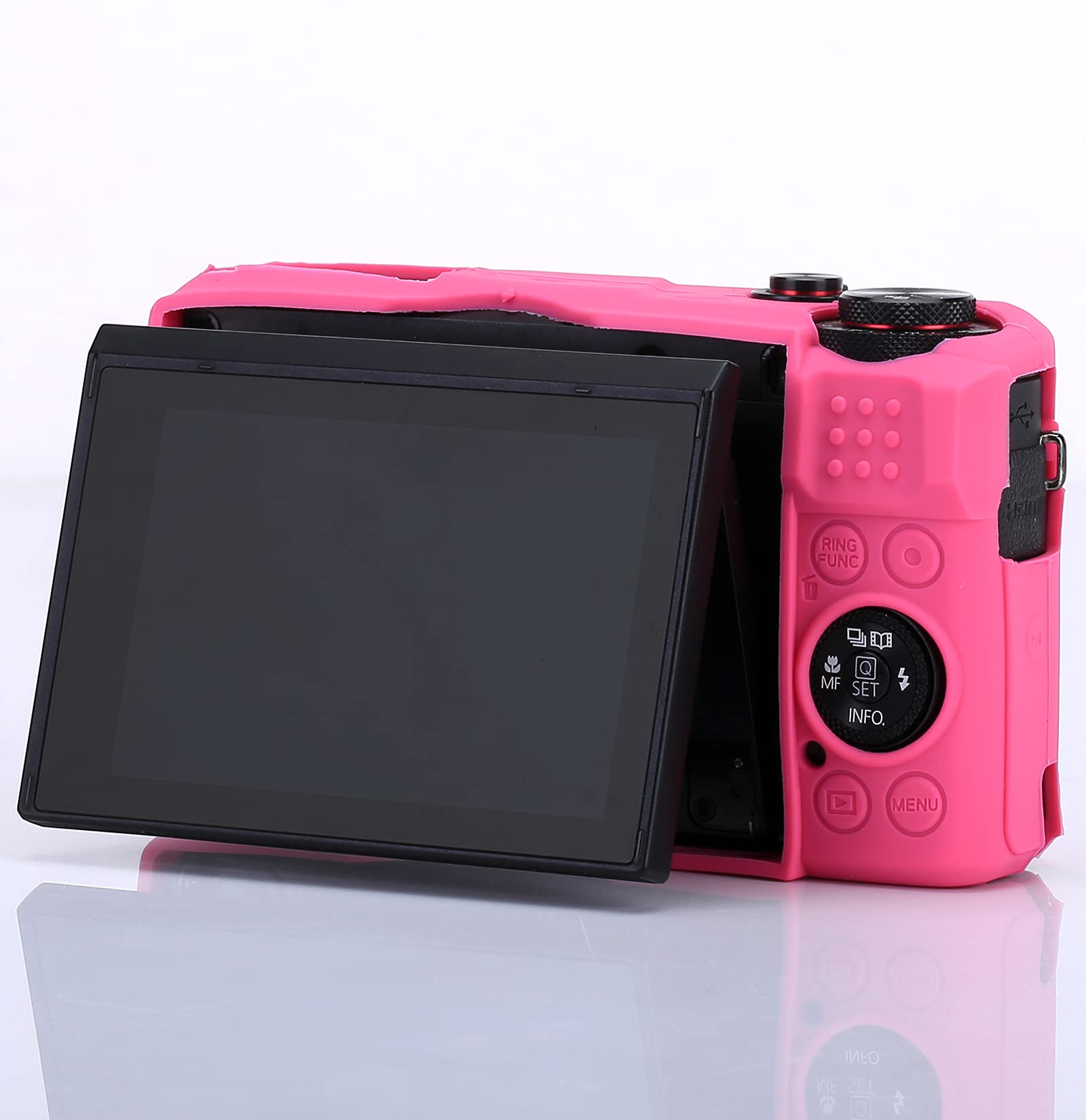G7X Mark II G7X Removable Lens Cover Silicone Cover Rubber Soft Camera Case Cover for Canon PowerShot G7X II G7X (Rosered)
