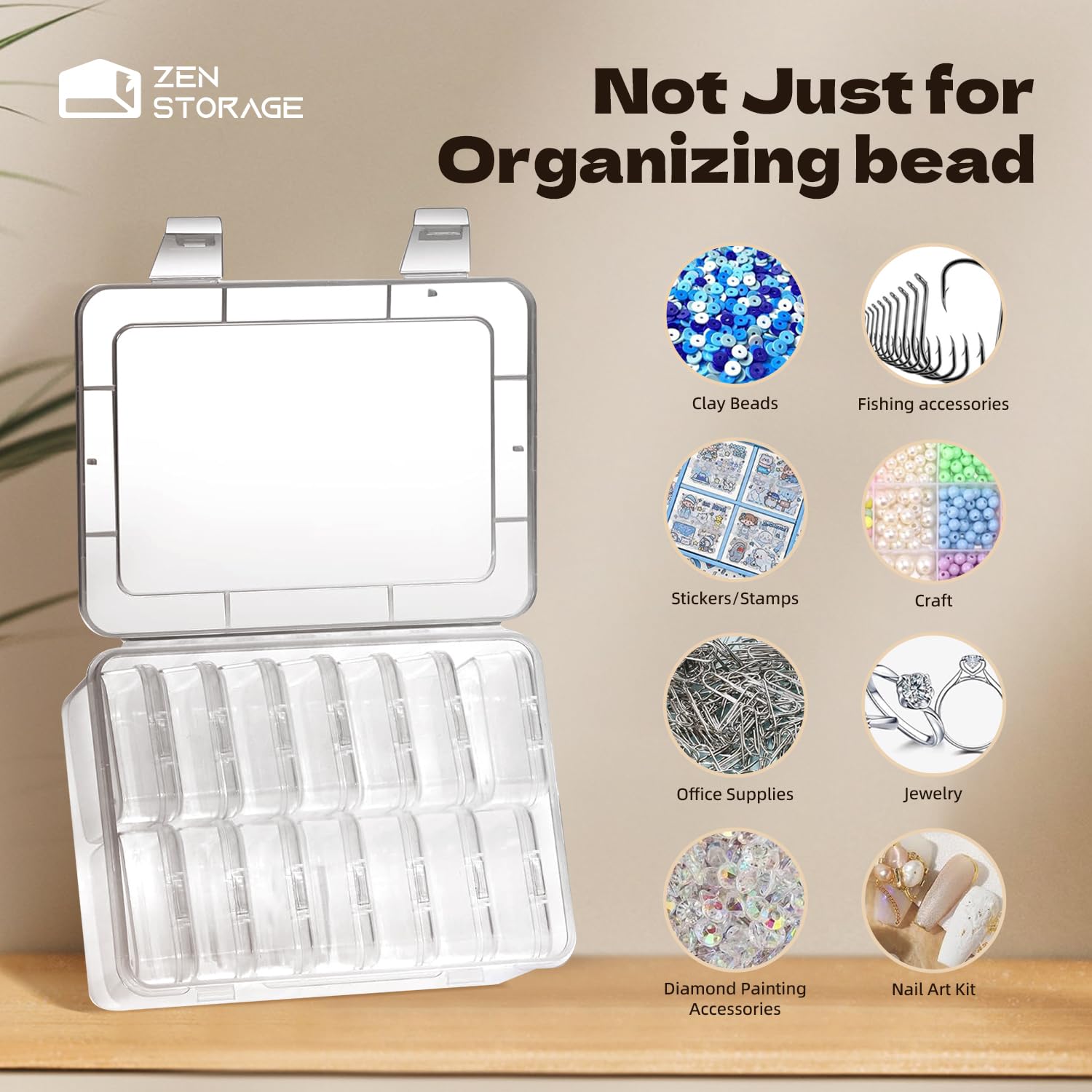 28Pcs Small Bead Organizer, Plastic Bead Storage Containers with Hinged Lids, Clear Bead Organizer Box for Clay Bracelet Diy Crafts, 2 Pack