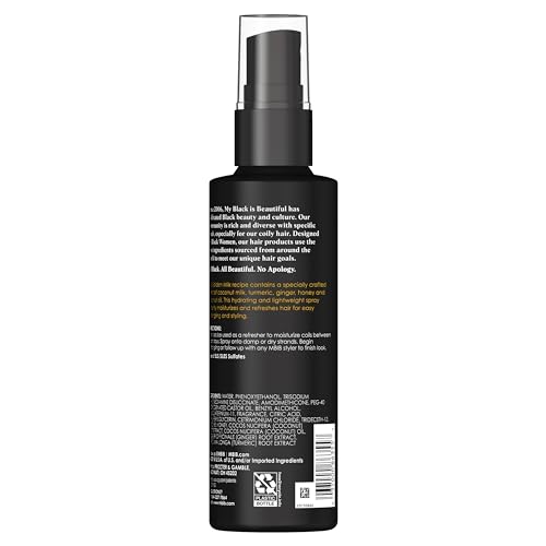 MY BLACK IS BEAUTIFUL Detangler Spray, Sulfate Free, for Curly and Coily Hair with Coconut Oil, Honey and Turmeric, 7.6 fl oz