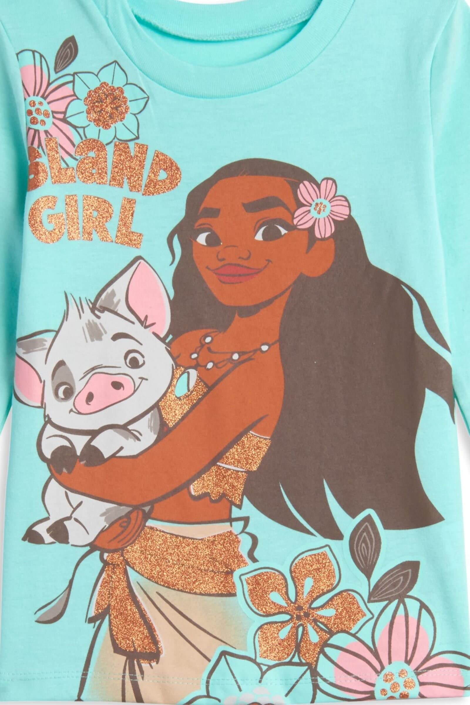 Disney Moana Infant Baby Girls 2 Pack T-Shirts White/Blue 18 Months
