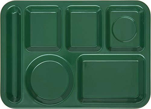 Carlisle FoodService Products Left-Hand Heavyweight 6-Compartment Melamine Tray 10" x 14" - Forest Green