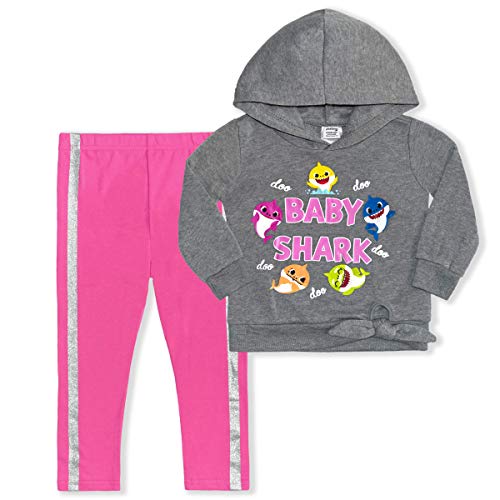 Nickelodeon Baby Shark Girls Hooded Sweatshirt and Legging Pants Set for Infant and Toddlers