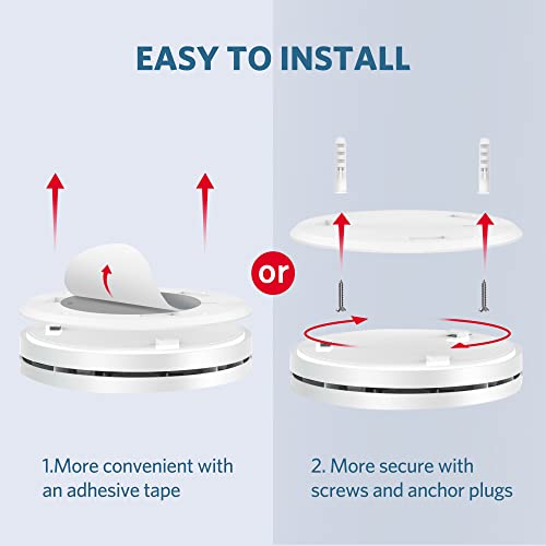 3 Pack Fire Alarms Smoke Detectors, HATHEPHS 10-Year Battery Ultra-Thin Photoelectric Smoke Alarm with Large Test/Silence Button, Adhesive Tapes Included