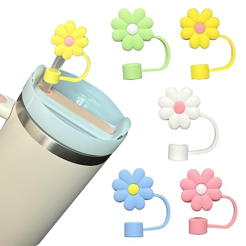 5PCS Straw Cover Cap for Stanley Cupďź10mm Silicone Straw Toppers Reusable Straw Tips fit Stanley 30&40 Oz Tumbler, Drinking Straw Topper for Stanley Cups Accessories