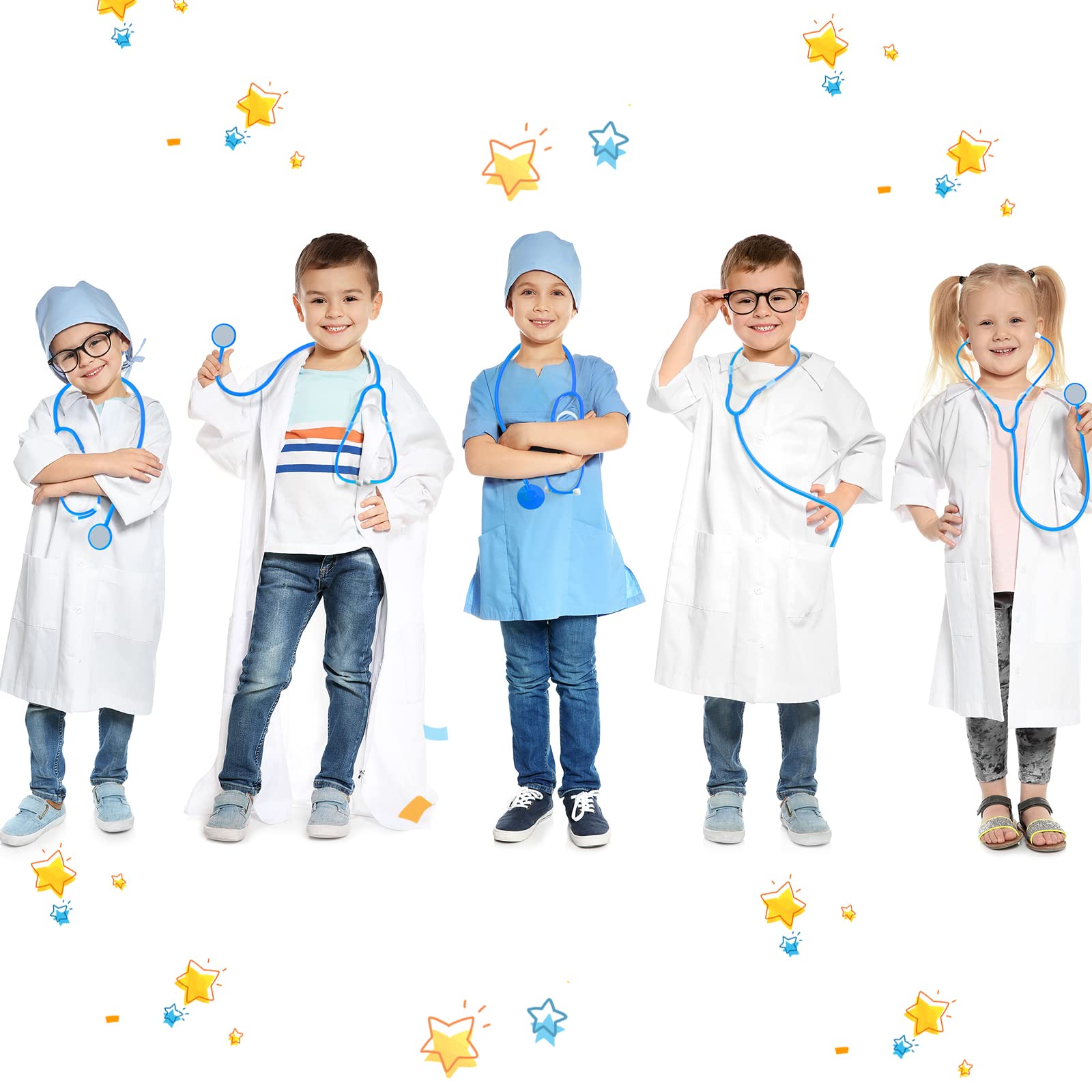 30 Pack Kids Stethoscope Toy Disposable Stethoscope Bulk Real Working Nursing Doctor Stethoscope Nurse Pretend Game Costume Accessories for Kids (Blue)