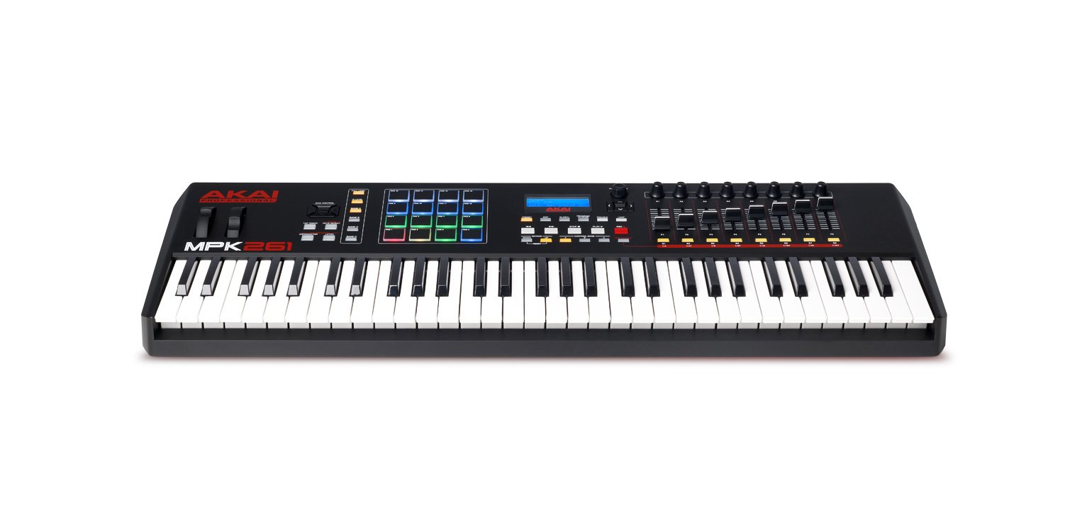 AKAI Professional MPK261 USB MIDI Keyboard Controller with 61 Semi Weighted Keys, Assignable MPC Controls, 16 Pads and Q-Links, Plug and Play | RockJam Xfinity Heavy-Duty, Double-X, Pre-Assembled, Infinitely Adjustable Piano Keyboard Stand with Locking St