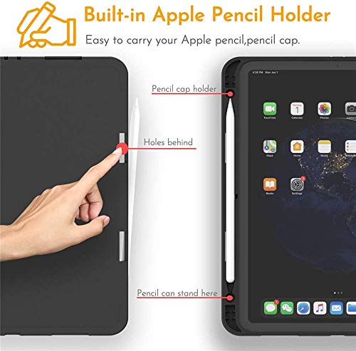 Hepix iPad Air 5th 4th Generation Case 2022 2020 Constellation, iPad 10.9 inch Case with Pencil Holder, Case for iPad Air 5/4 Case, Auto Sleep/Wake, Moon Star Space Trifold iPad 10.9 Cover, Black