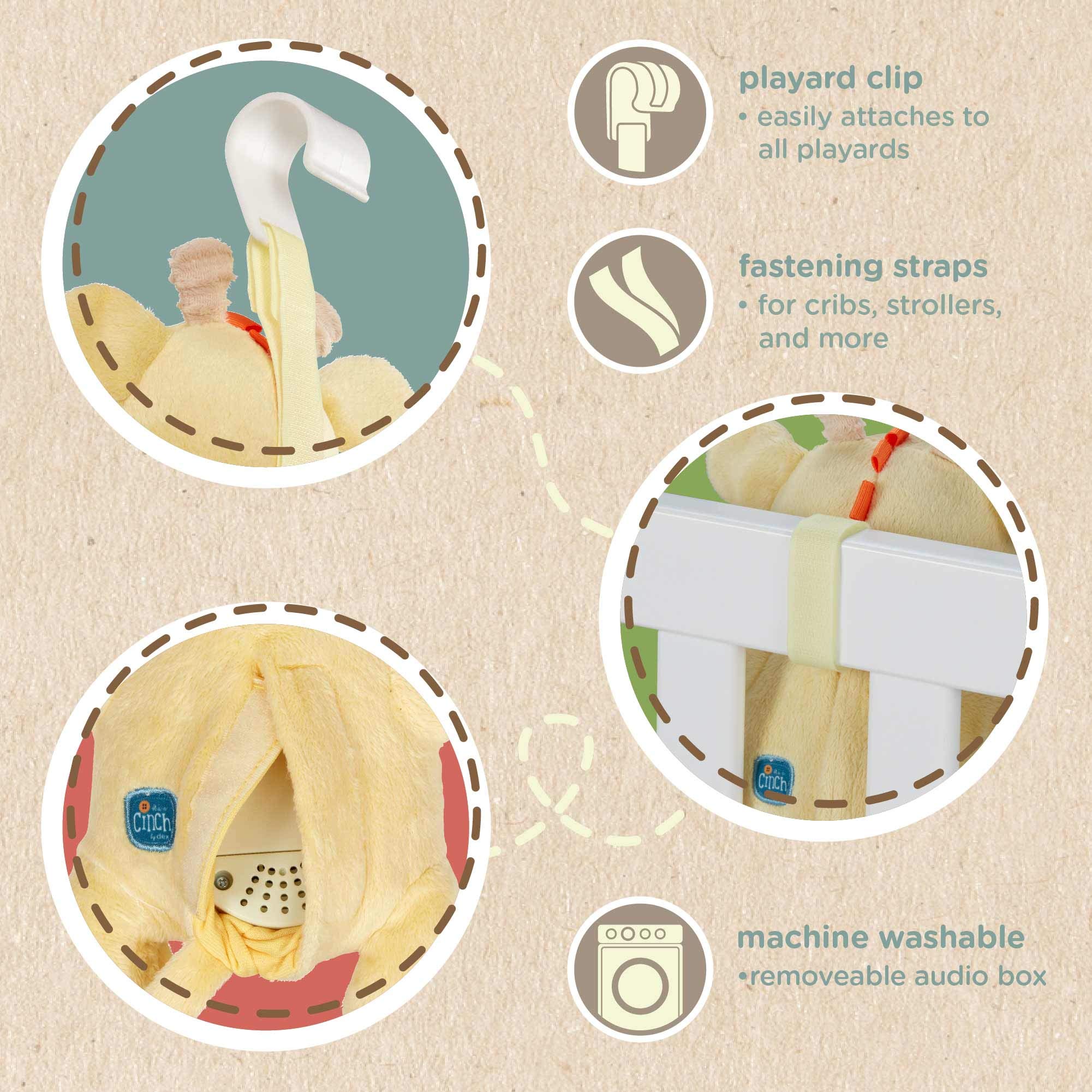 Cinch by dexbaby Plush Mini Giraffe - Sleep Aid Womb Sound Soother w/Playard and Crib Attachment