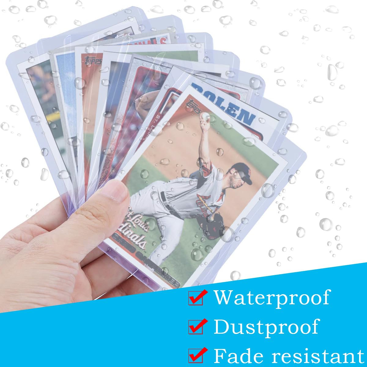 Baseball Card Sleeves, 50 Count Standard Toploaders Transparent Hard Plastic Design for Football, Photocard, Trading Card Sleeve