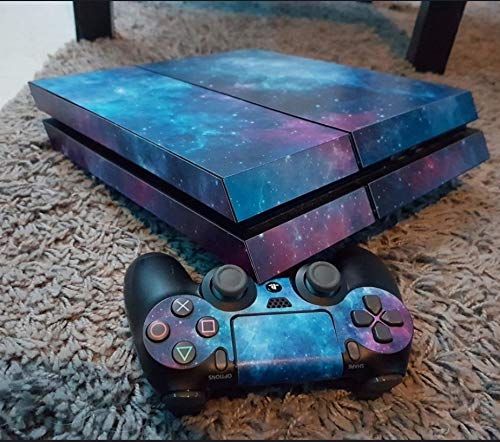 Ps4 Stickers Full Body Vinyl Skin Decal Cover for Playstation 4 Console Controllers (with 4pcs Led Lightbar Stickers)(PS4 Console (Blue Starry Sky))