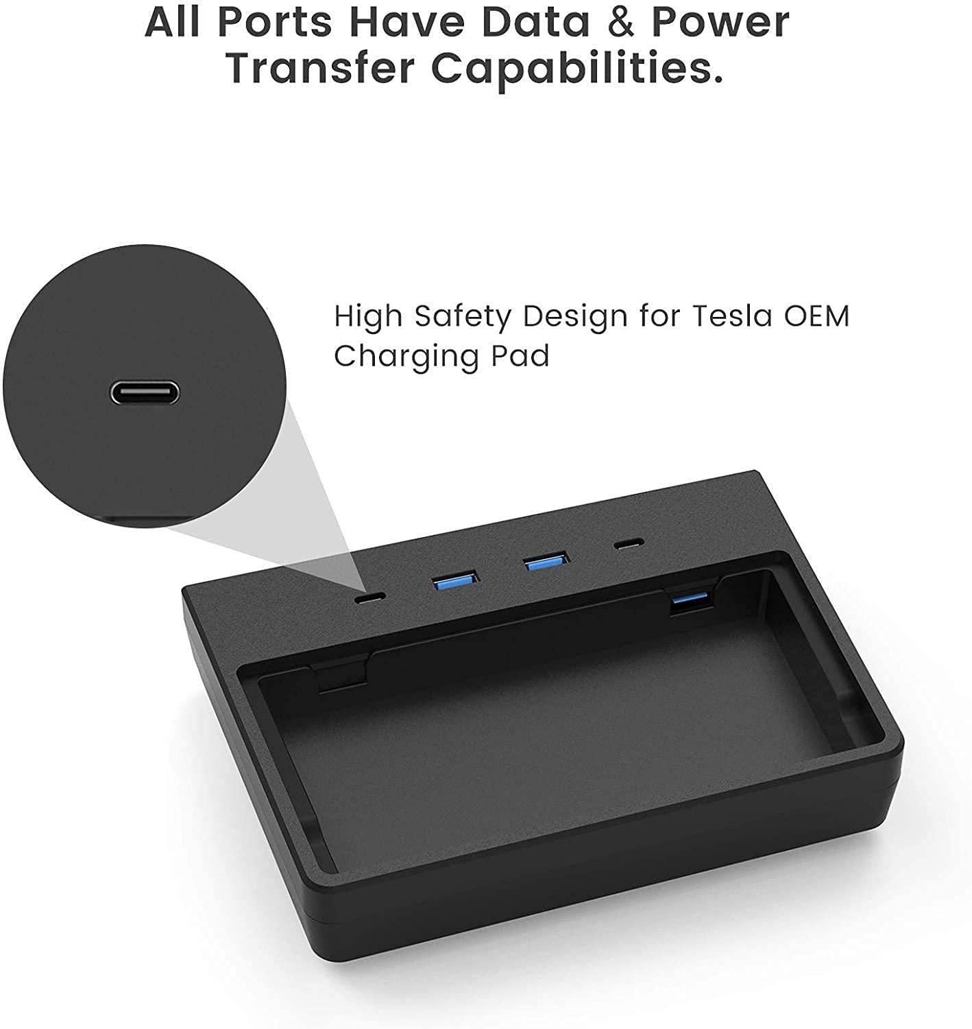 TAPTES USB Hub Gen 2 for Model Y 2020, for Model 3 (June to Oct 2020),Dashcam & Sentry Mode Viewer USB with 5 in 1 Ports for Model Y Accessories 2020