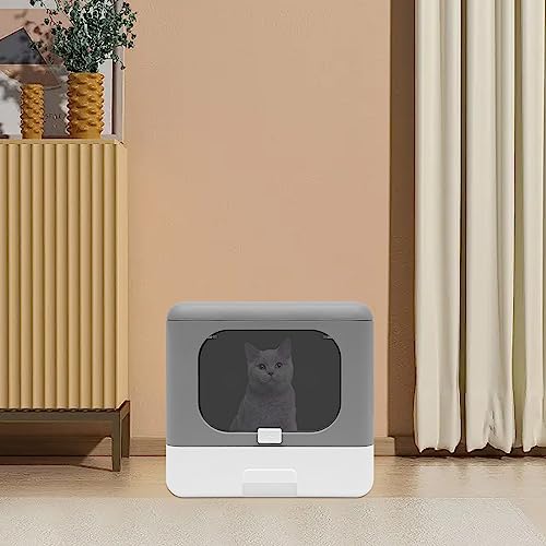Cat Litter Box Fully Enclosed and Foldable,Top Entry Litter Box Storage and Deodorization Design Easy to Clean Covered Litter Box,Comes a Cat Shovel Comes a Cat Rubbing Device Families Cat Houses