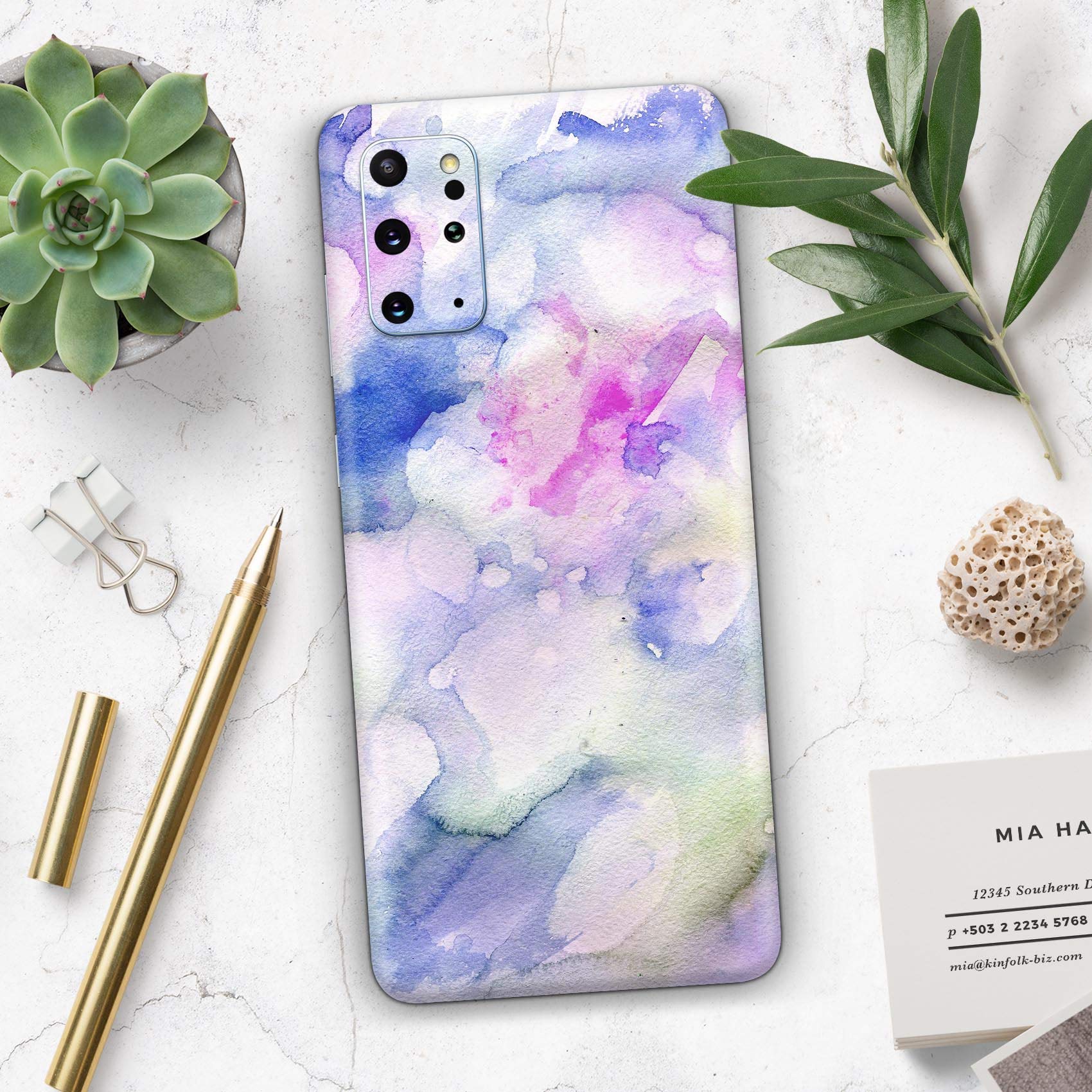 DesignSkinz Light Blue 3123 Absorbed Watercolor Texture Protective Vinyl Decal Wrap Skin Cover Compatible with The Samsung Galaxy S20 (Screen Trim & Back Glass Skin)