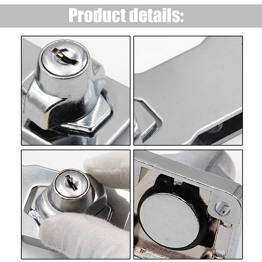 2 Packs Keyed Hasp Locks Stainless Steel,Twist Knob Keyed Locking Hasp for Small Doors, Cabinets and More with a Screwdriver,Chrome Plated (3Inch with Keys)
